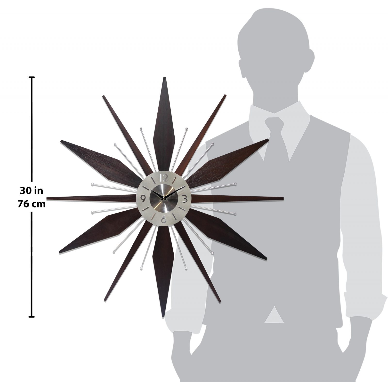 30 inch Utopia Walnut Metal and Wood Wall Clock | Clock by Room