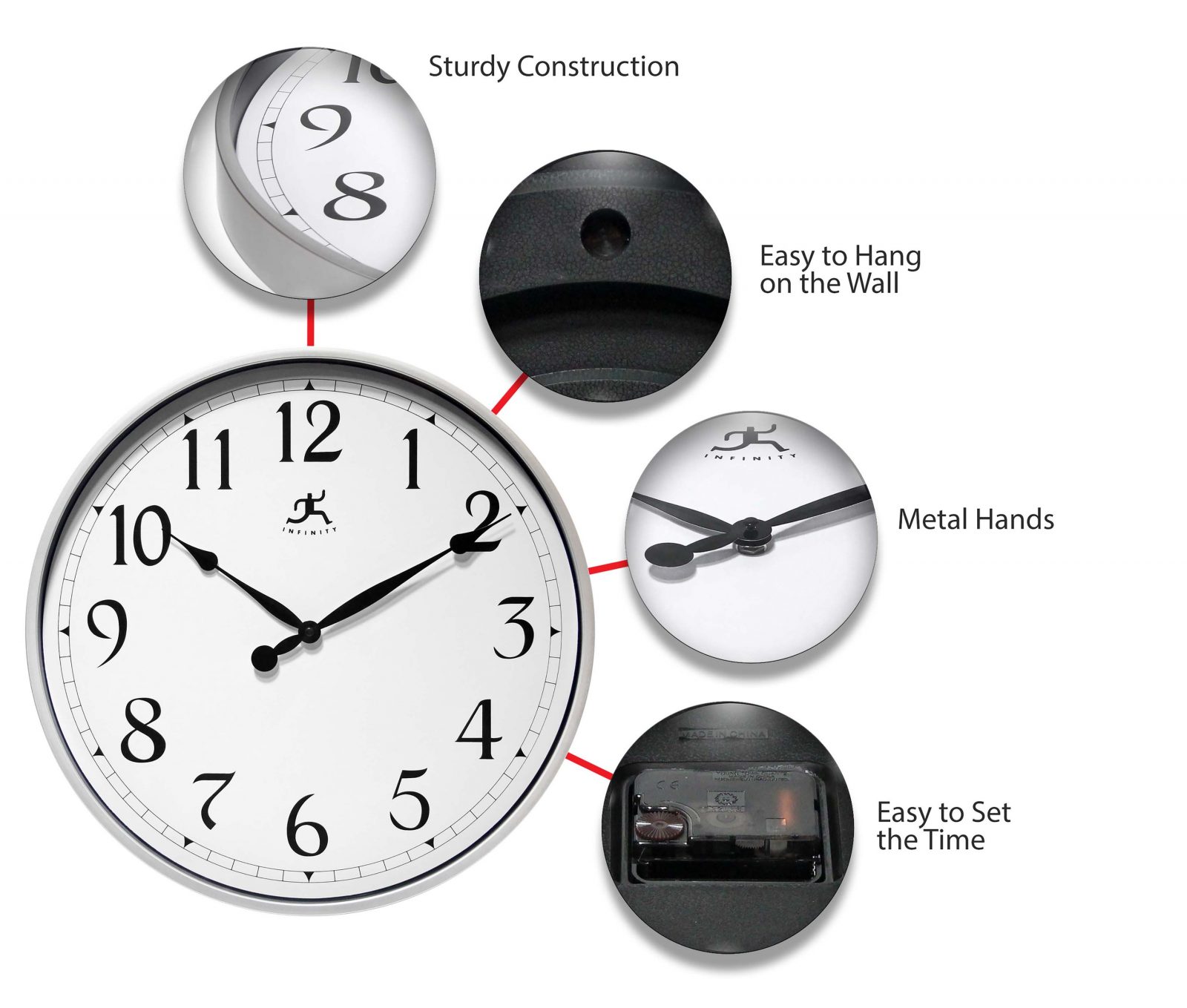 18 inch Silver; Silver Resin Wall Clock | Clock by Room