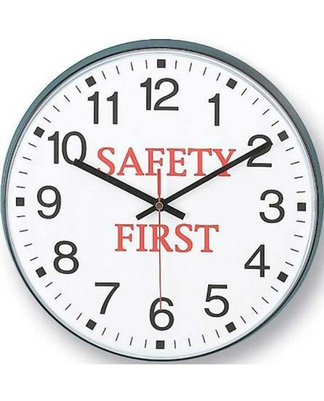 12 inch Safety First - Black; Resin Wall Clock | Clock by Room