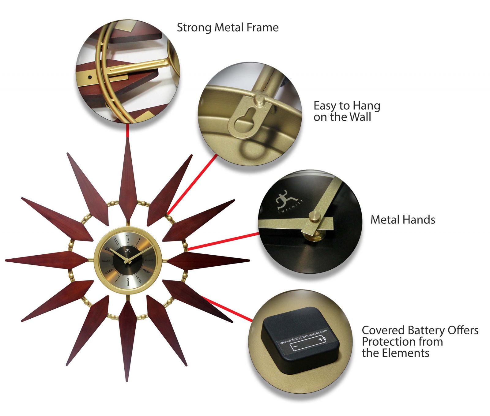 30 inch Orion Mid-Century Walnut Wall Clock | Clock by Room