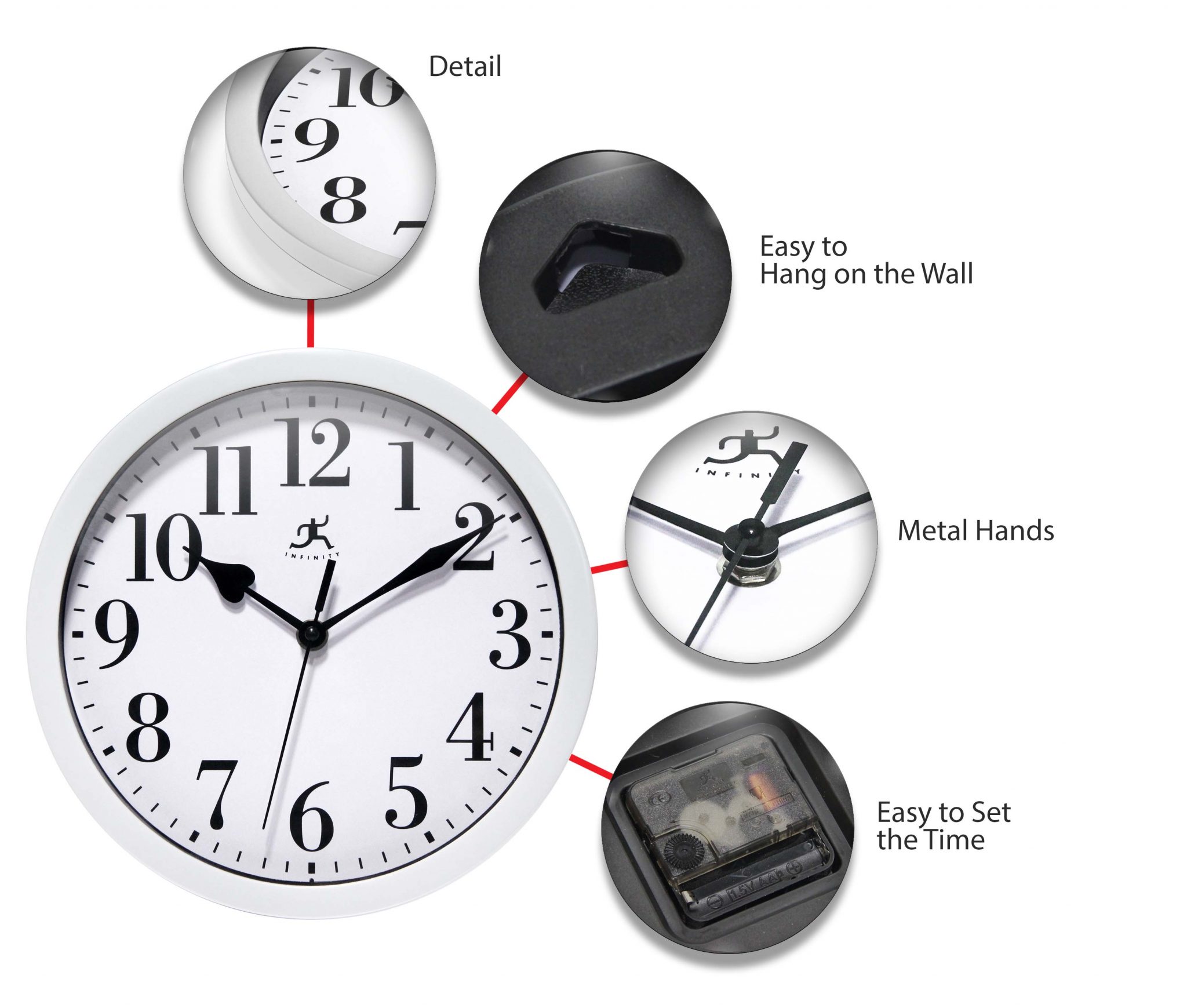 White Plastic wall clock - 9.5/8"