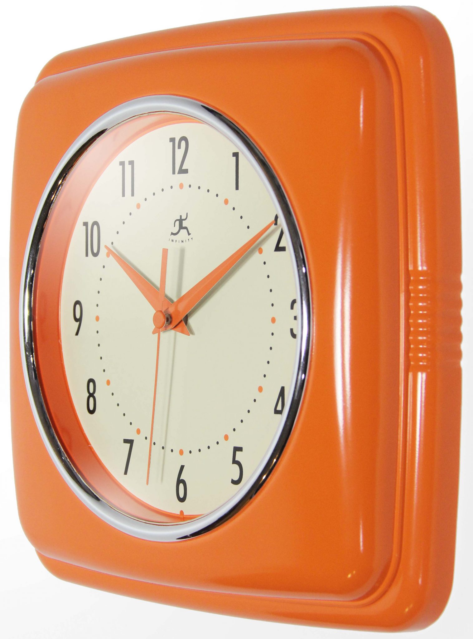 9.25 inch Square Retro Orange; an Orange Resin Wall Clock | Clock by Room