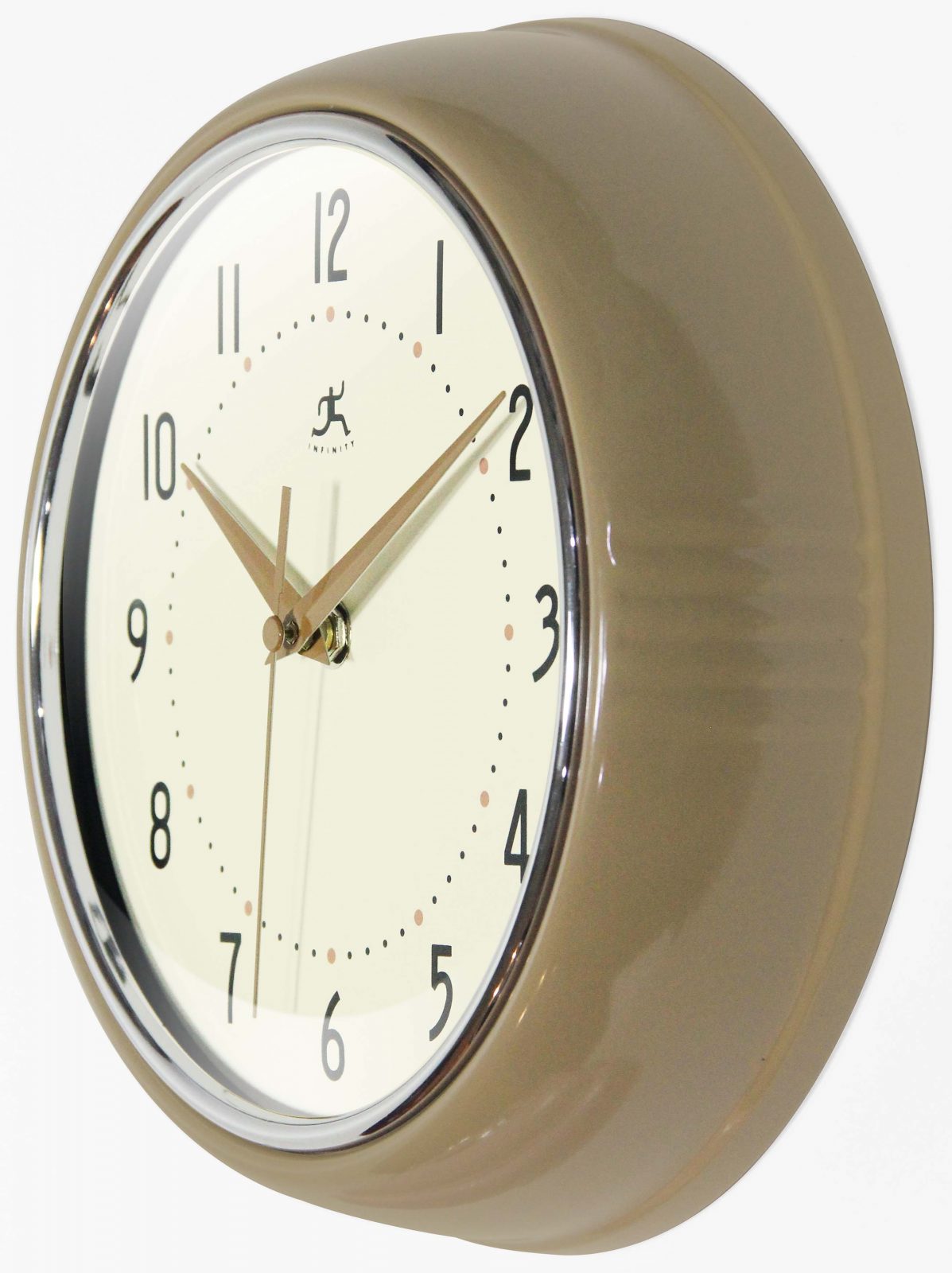 9.5 inch Retro Latte; a Champagne Gold/Latte Aluminum Wall Clock ...