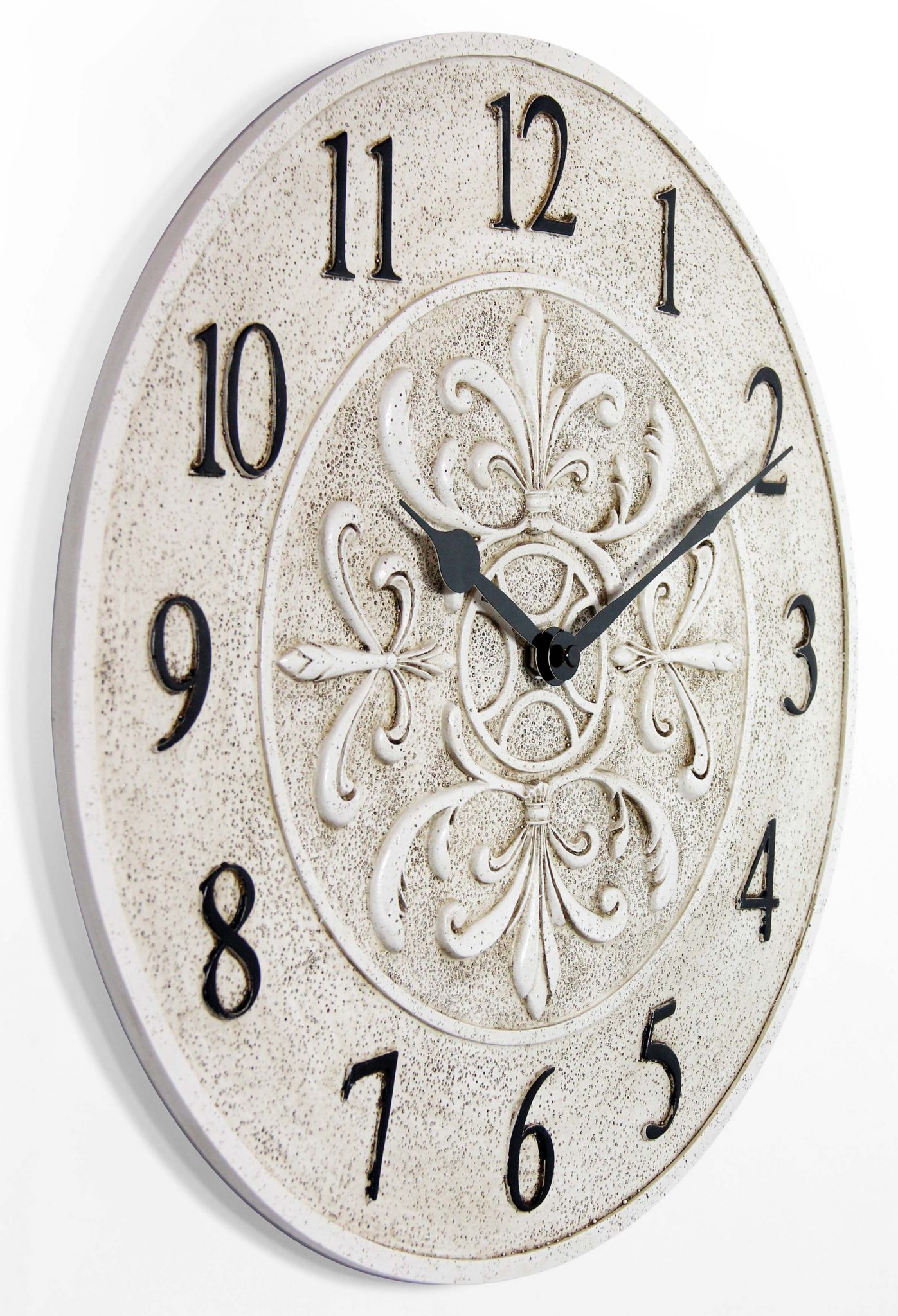 15 inch Blanc Fleur; Off-White Polyresin Wall Clock | Clock by Room