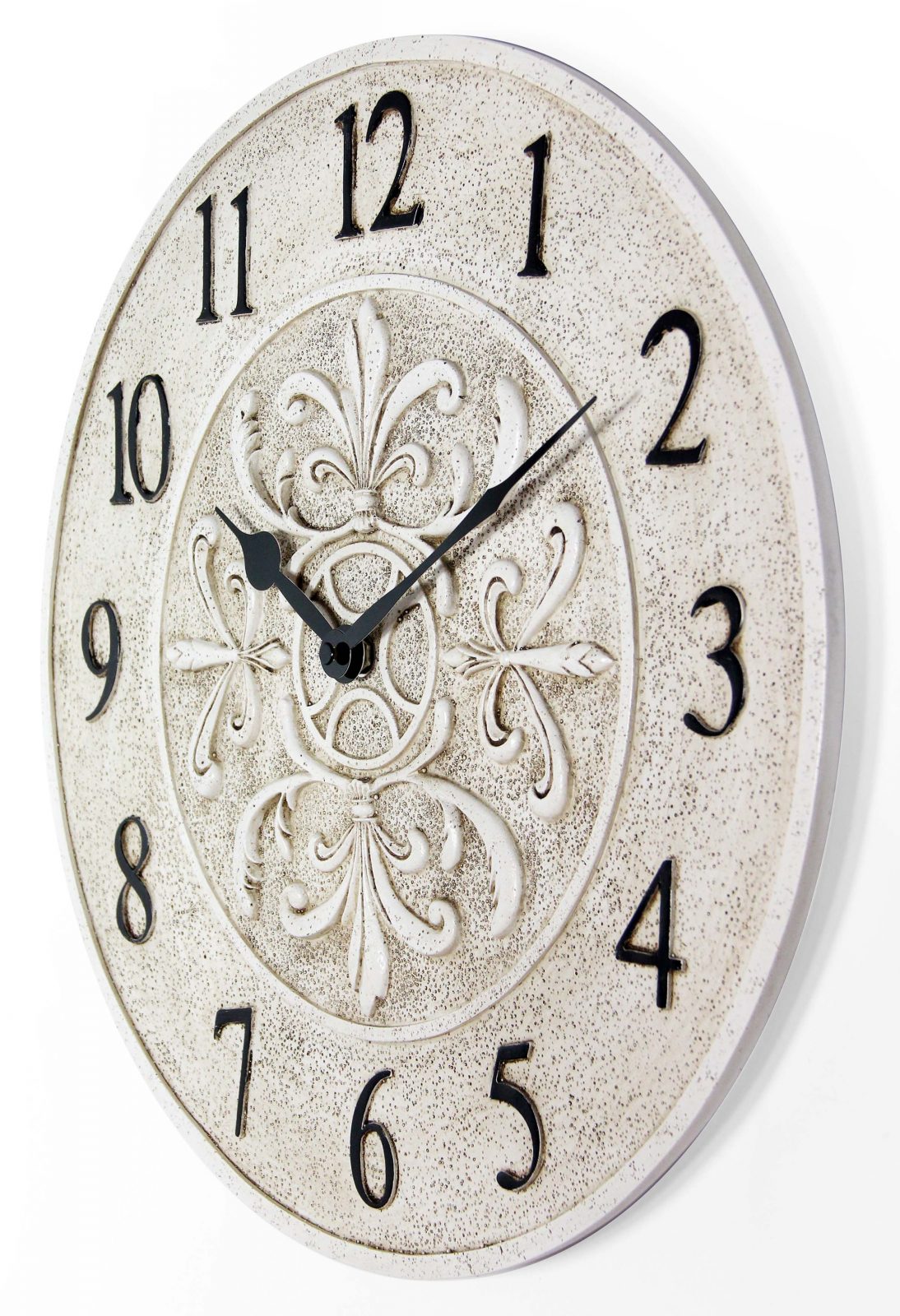 15 inch Blanc Fleur; Off-White Polyresin Wall Clock | Clock by Room