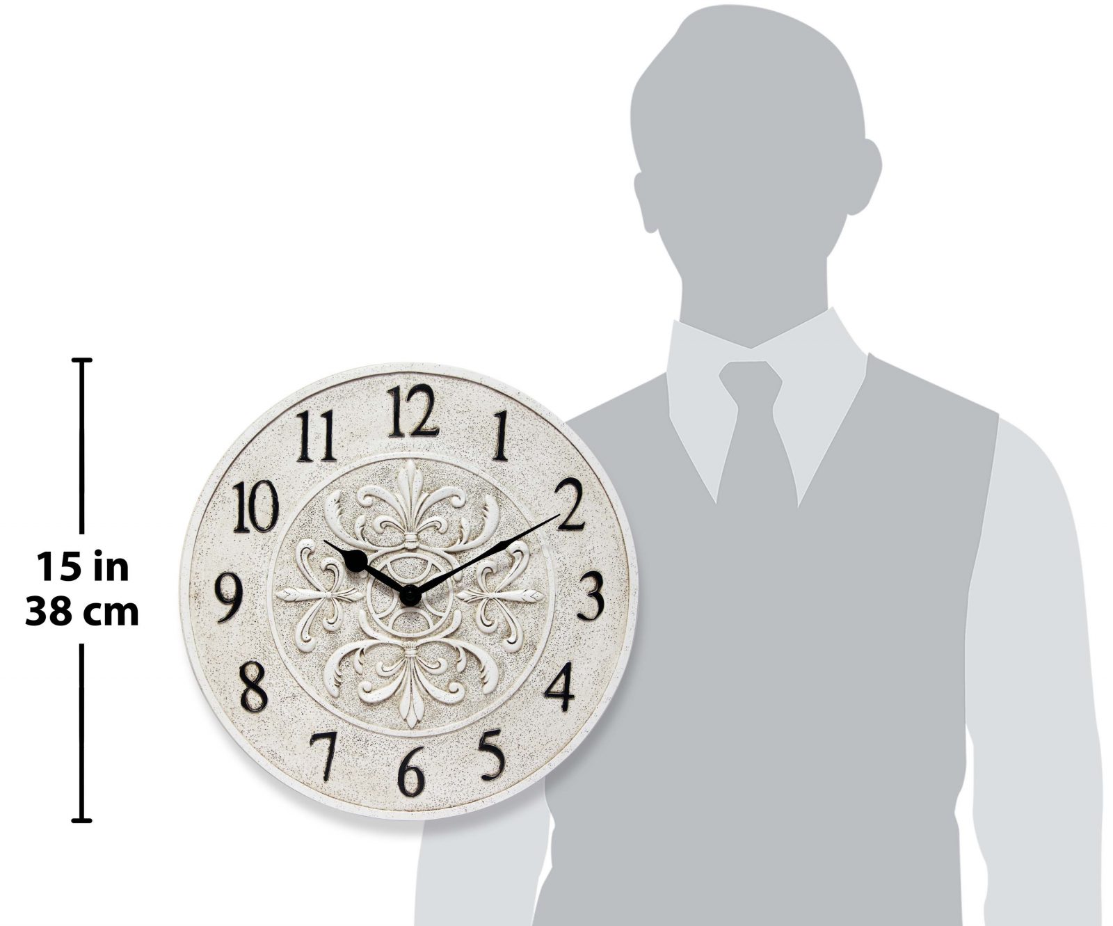 15 inch Blanc Fleur; Off-White Polyresin Wall Clock | Clock by Room