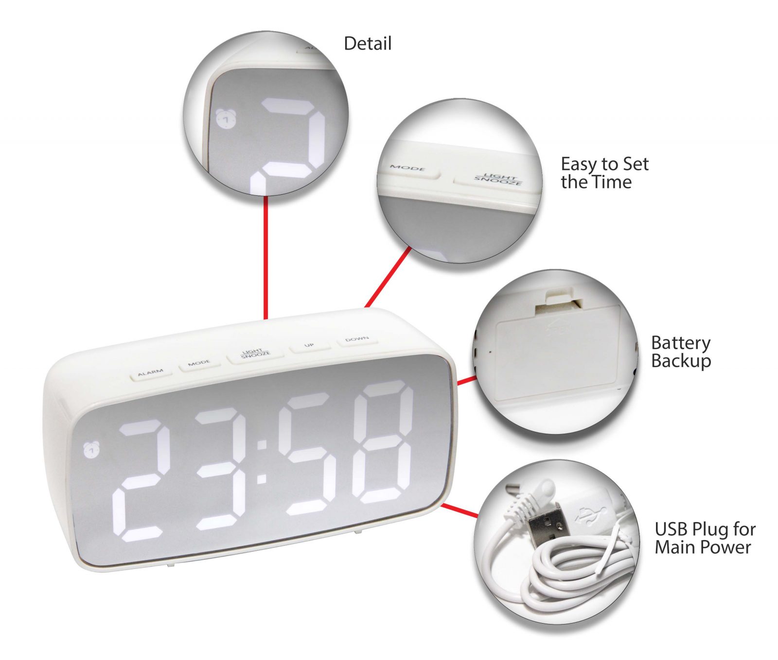 White Digital Alarm Clock