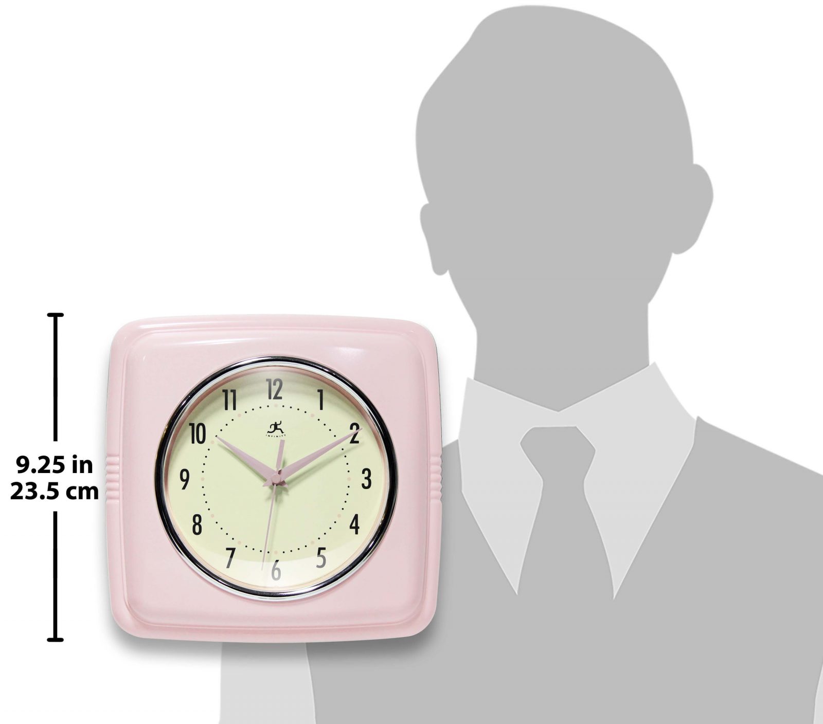 9.25 inch Square Retro Rose Blush; a Rose Blush Pink Resin Wall Clock ...