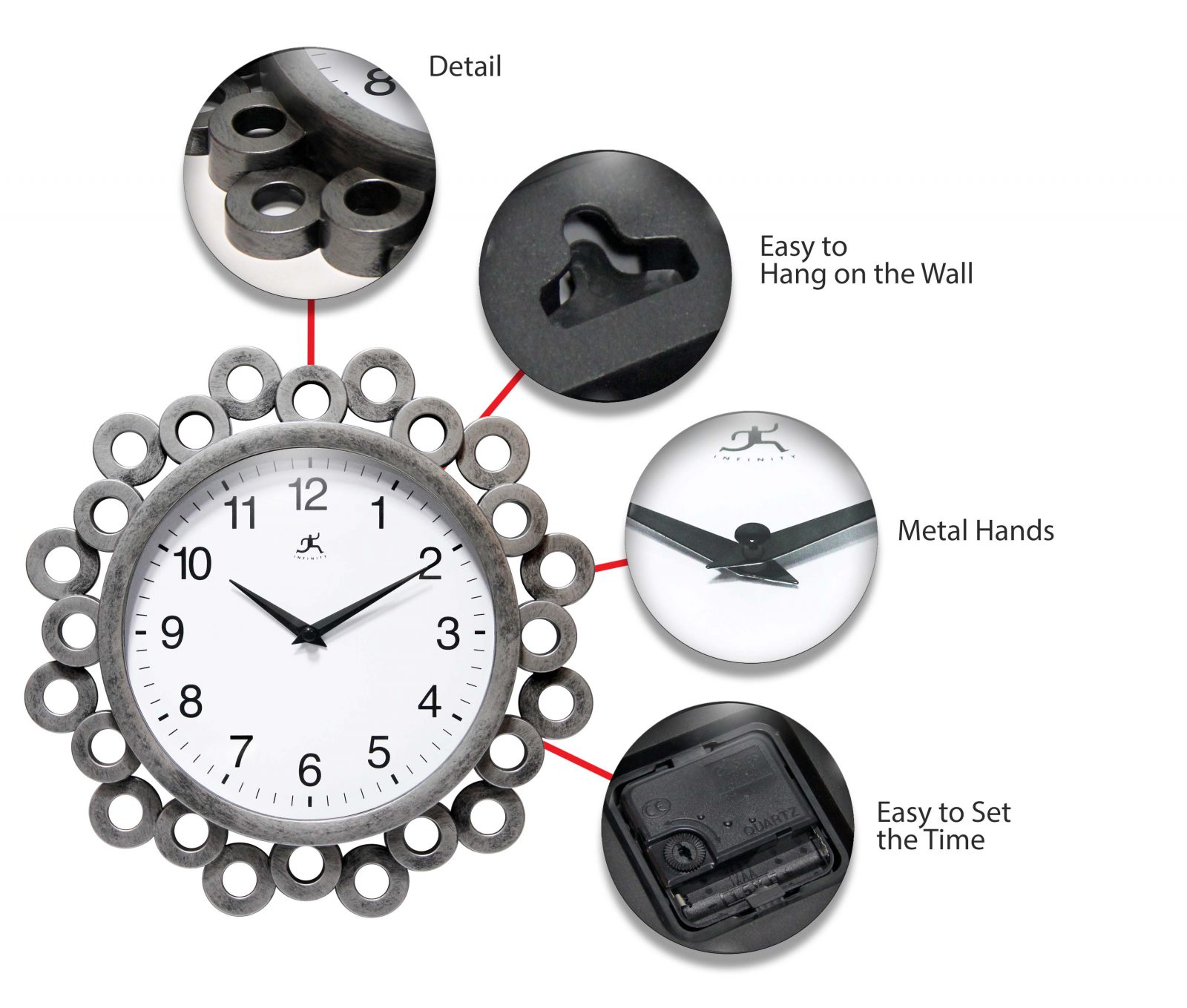 12 inch Ellipse; a Silver Resin Wall Clock for indoor | Clock by Room