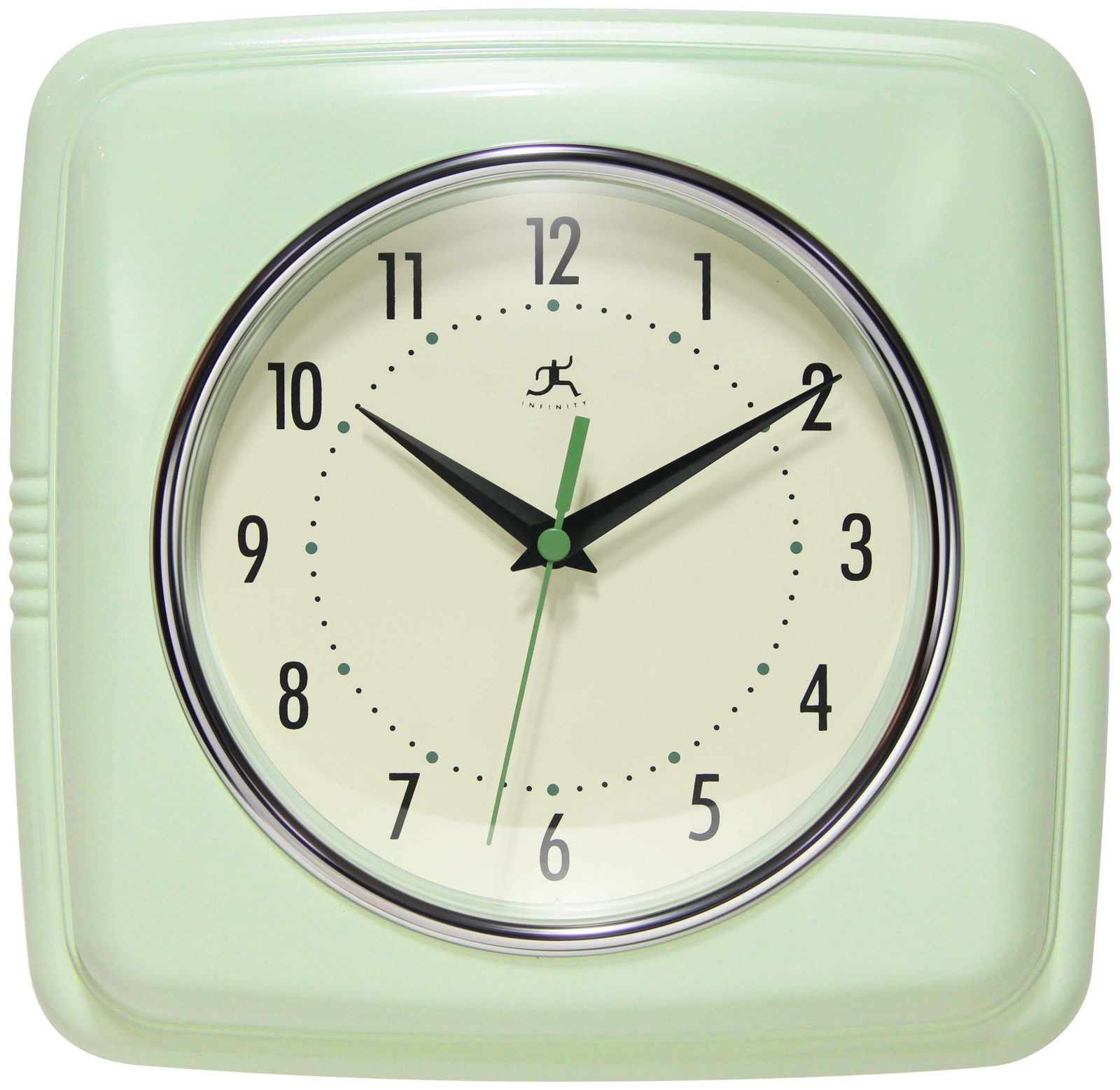 9.25 inch Square Retro Meadow Mint; a Mint Green Resin Wall Clock ...