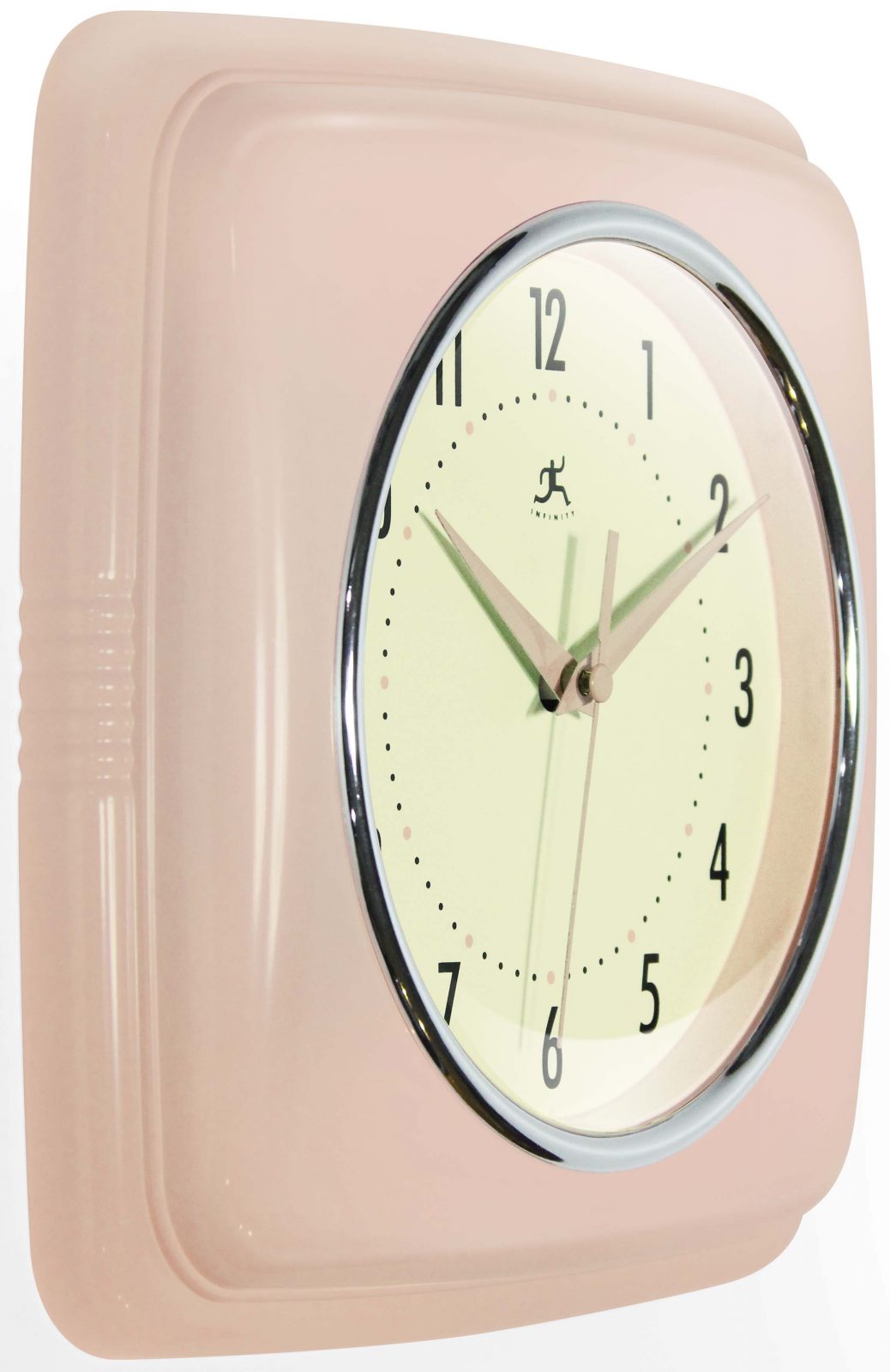 9.25 inch Square Retro Rose Blush; a Rose Blush Pink Resin Wall Clock ...