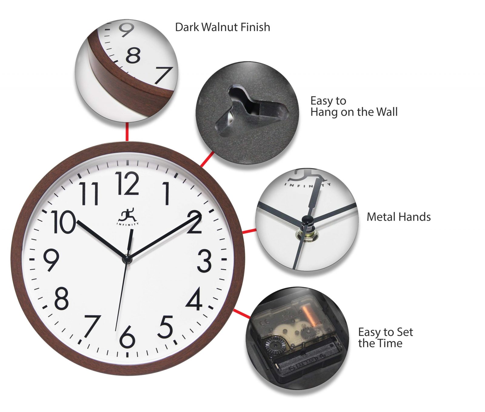12 inch Walnut-Look Wall Clock | Clock by Room