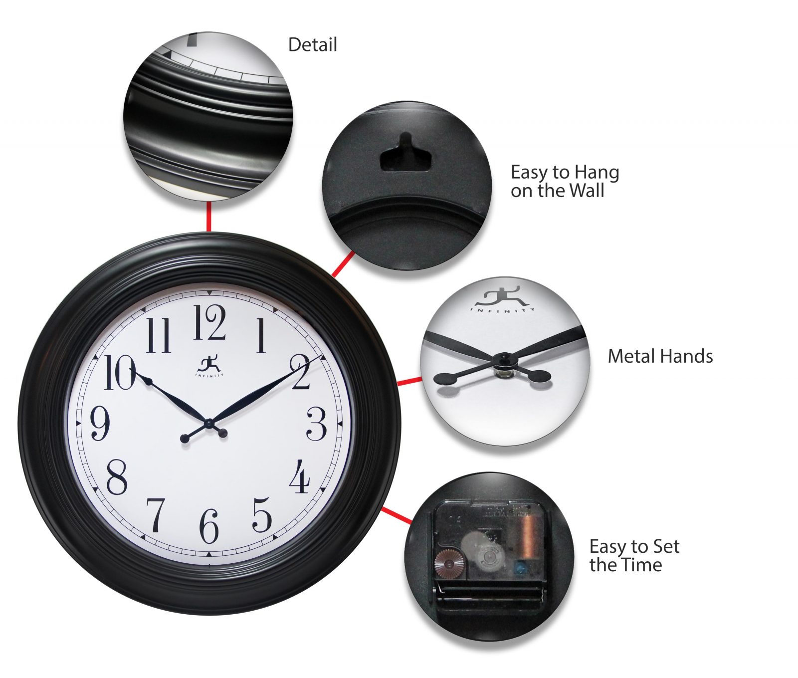 24 inch Classic; a Black Plastic Wall Clock | Clock by Room