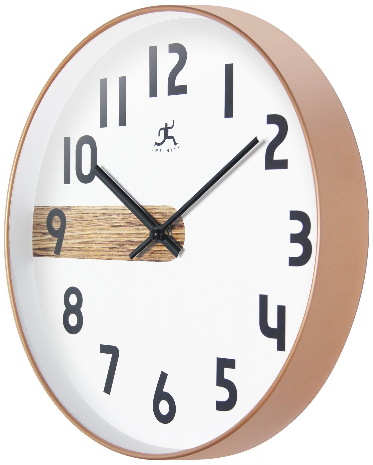 12 inch Copper Stripe; a Copper Plastic Wall Clock with Woodgrain ...