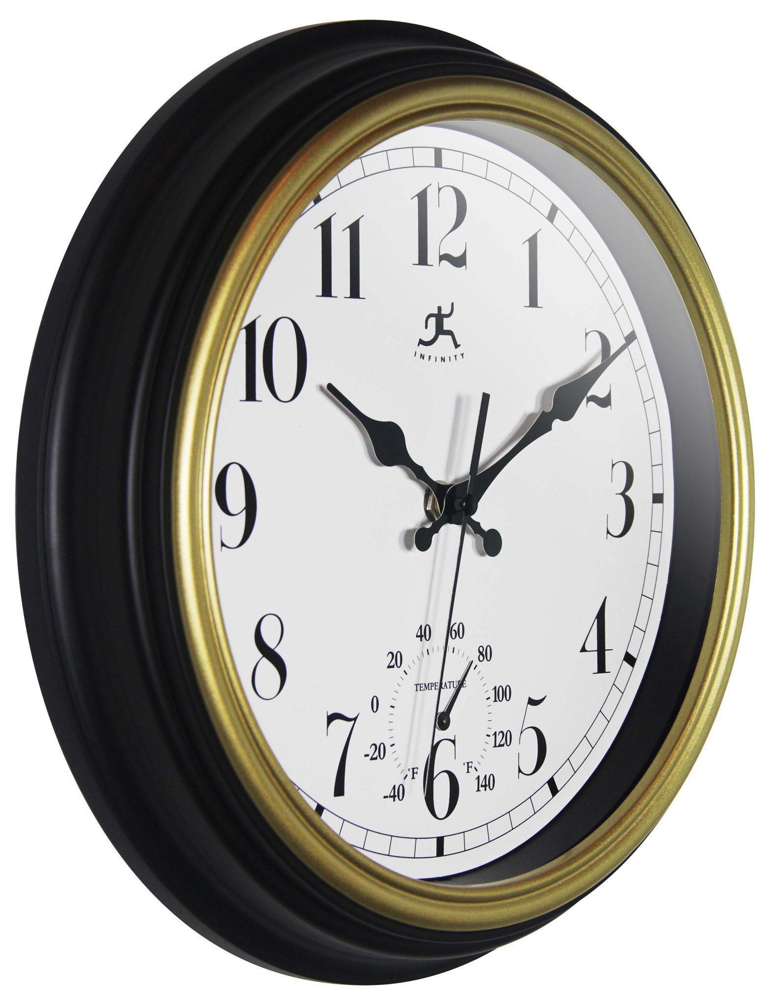 12 inch Classic Gold Trim Indoor/Outdoor; a Black Resin Wall Clock ...
