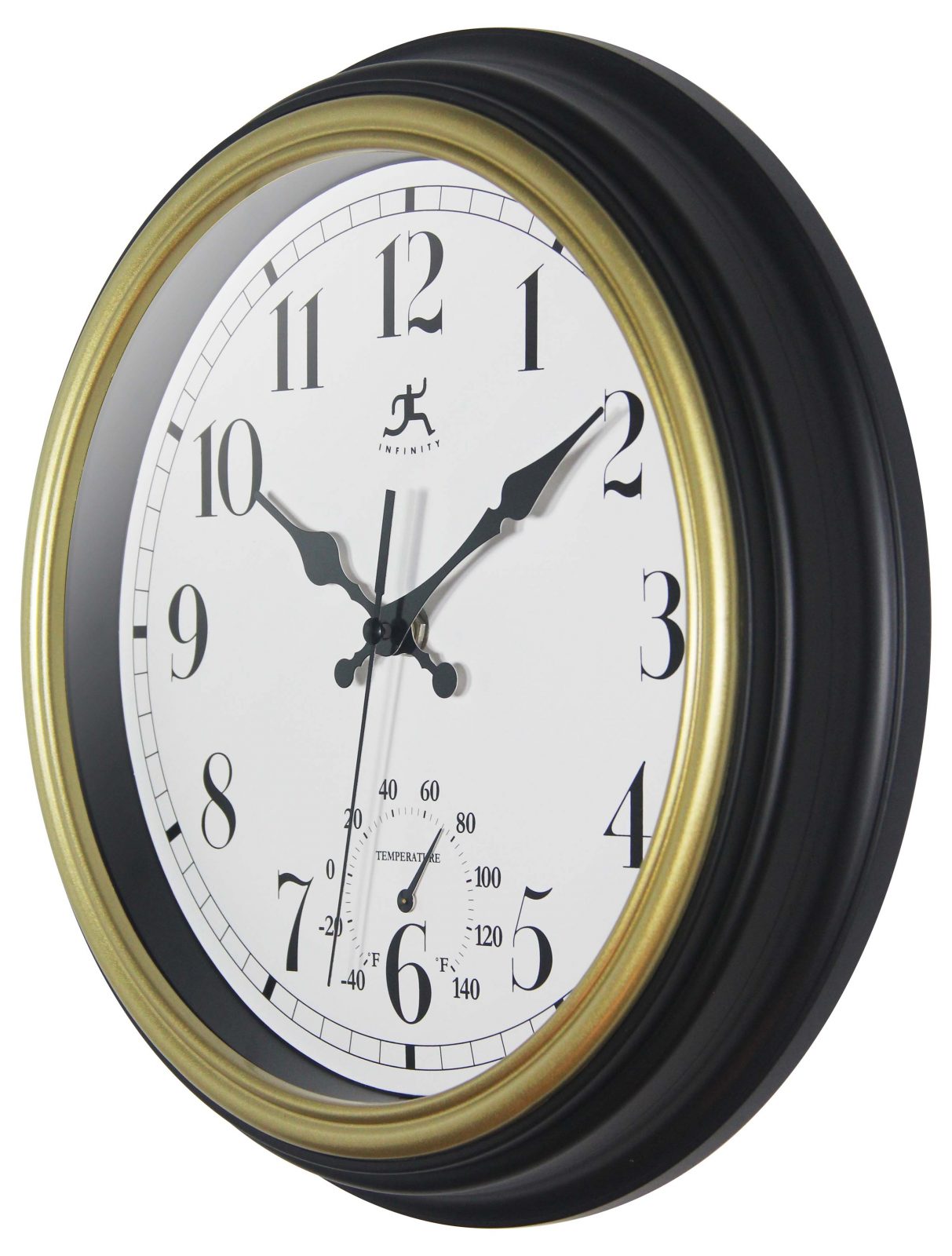 12 inch Classic Gold Trim Indoor/Outdoor; a Black Resin Wall Clock ...