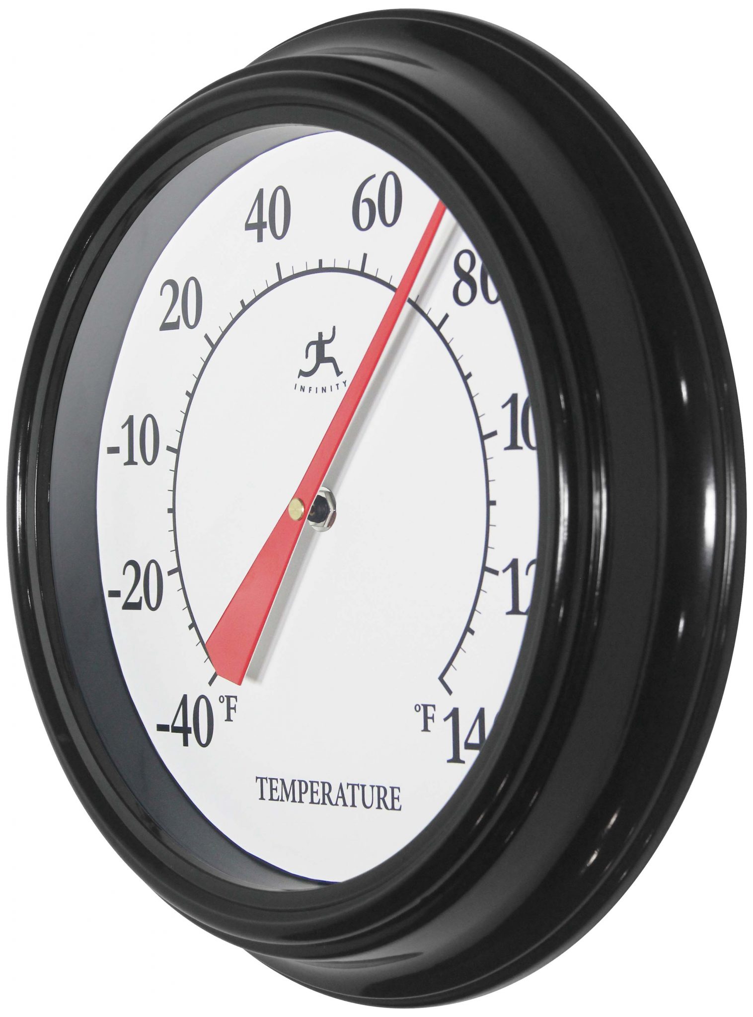 12 inch Essential Black; a Black Resin Wall Thermometer | Clock by Room