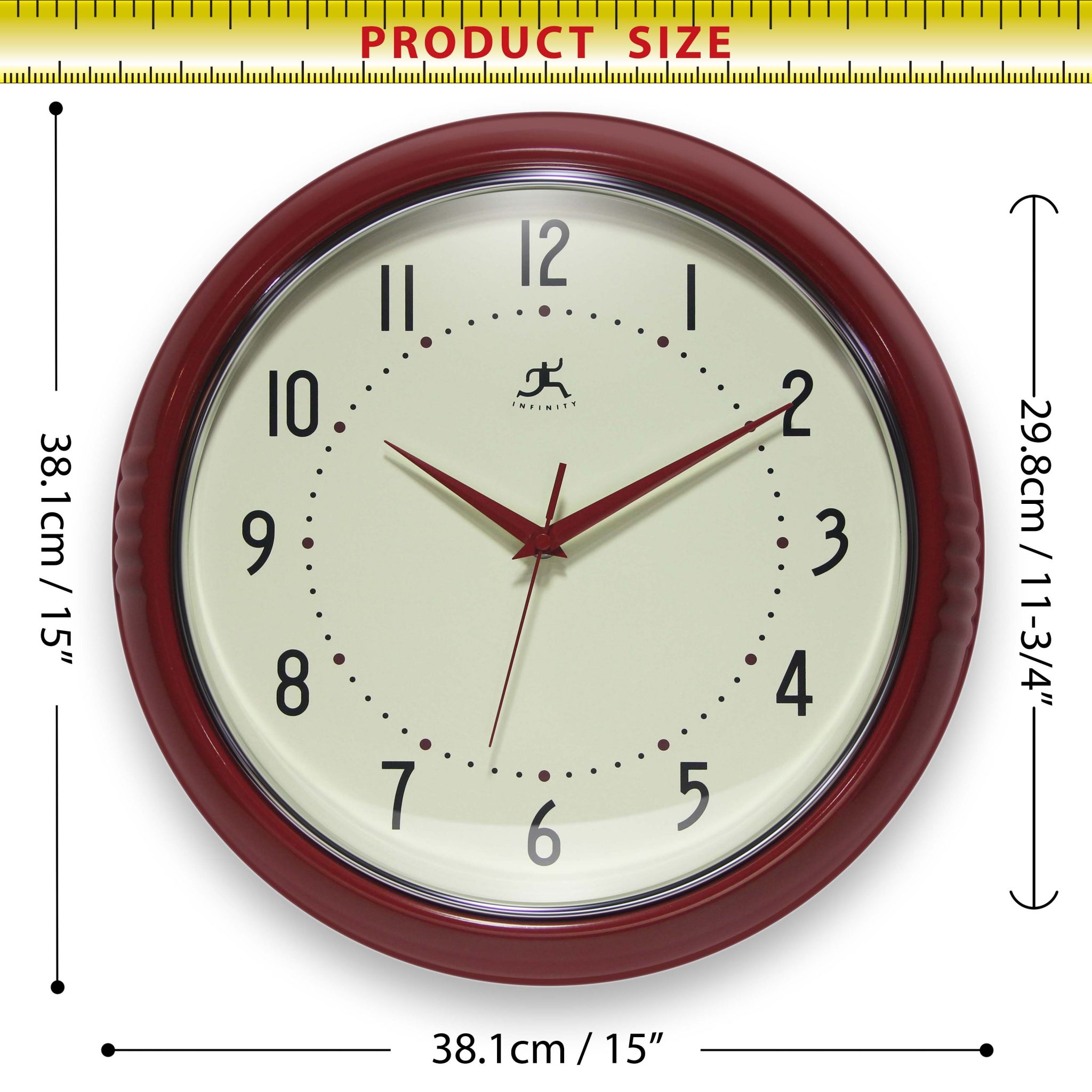 15 inch Retro Red; a Red Aluminum Wall Clock | Clock by Room
