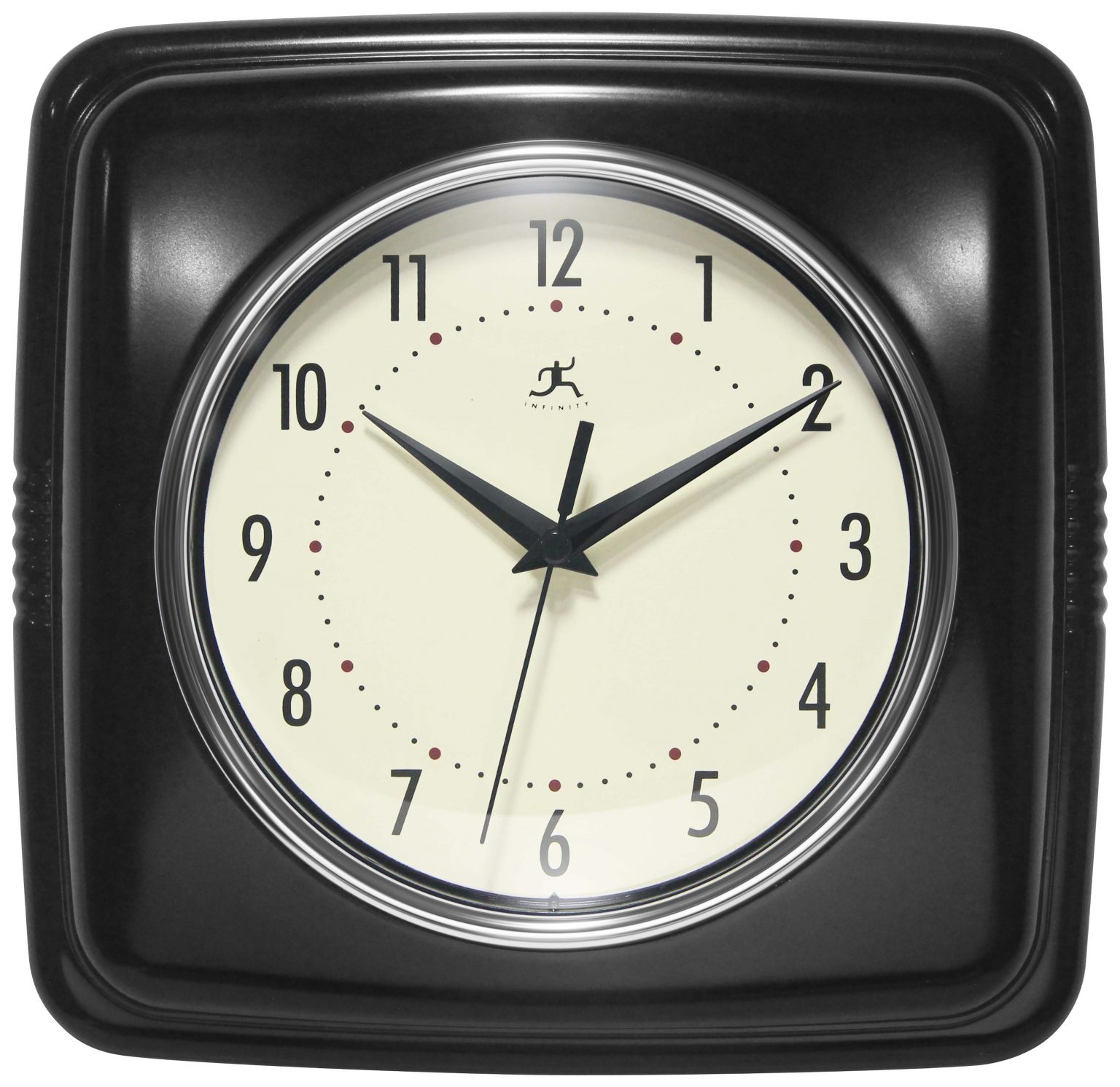 9.25 inch Square Retro Black; a Black Resin Wall Clock | Clock by Room