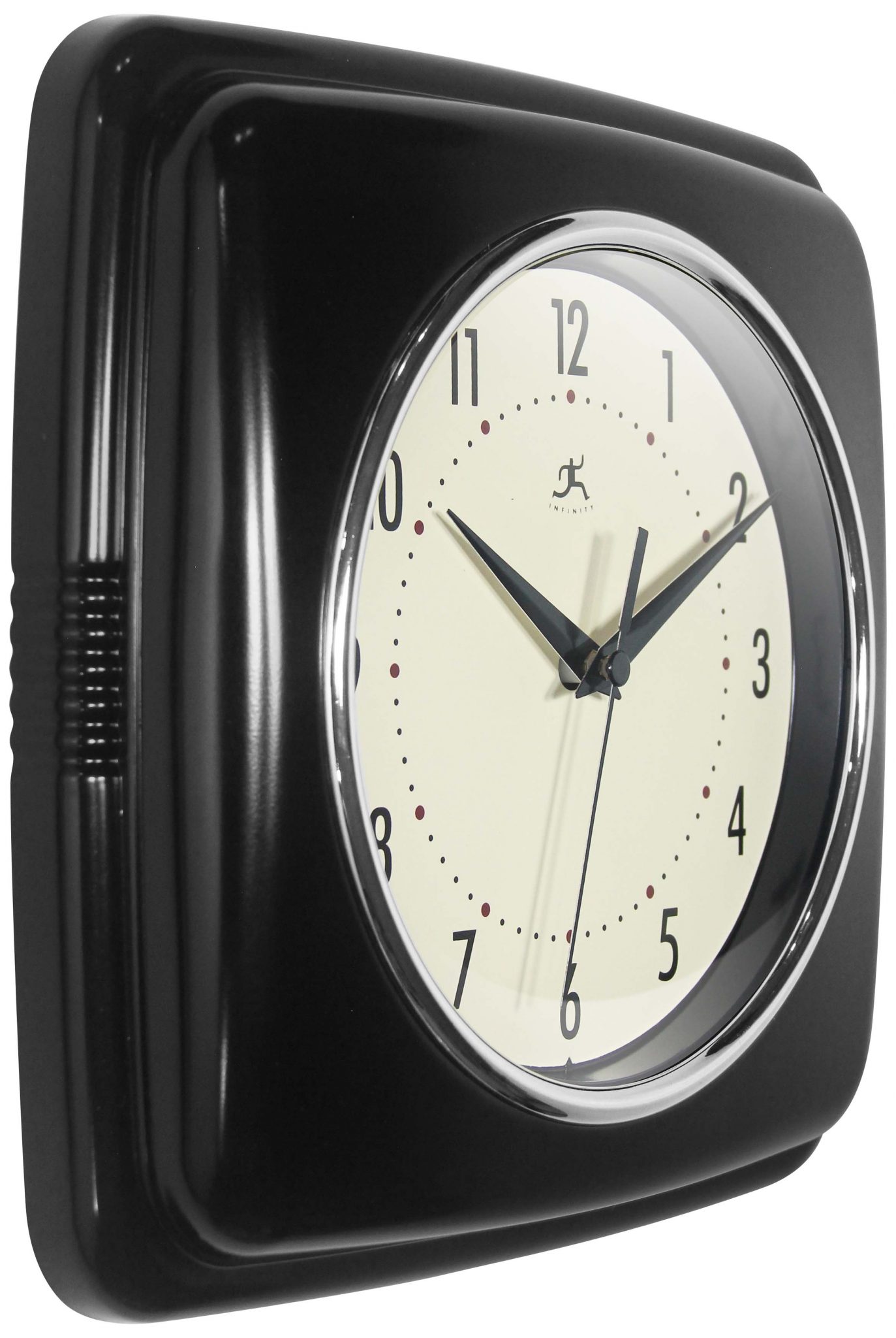 9.25 inch Square Retro Black; a Black Resin Wall Clock | Clock by Room
