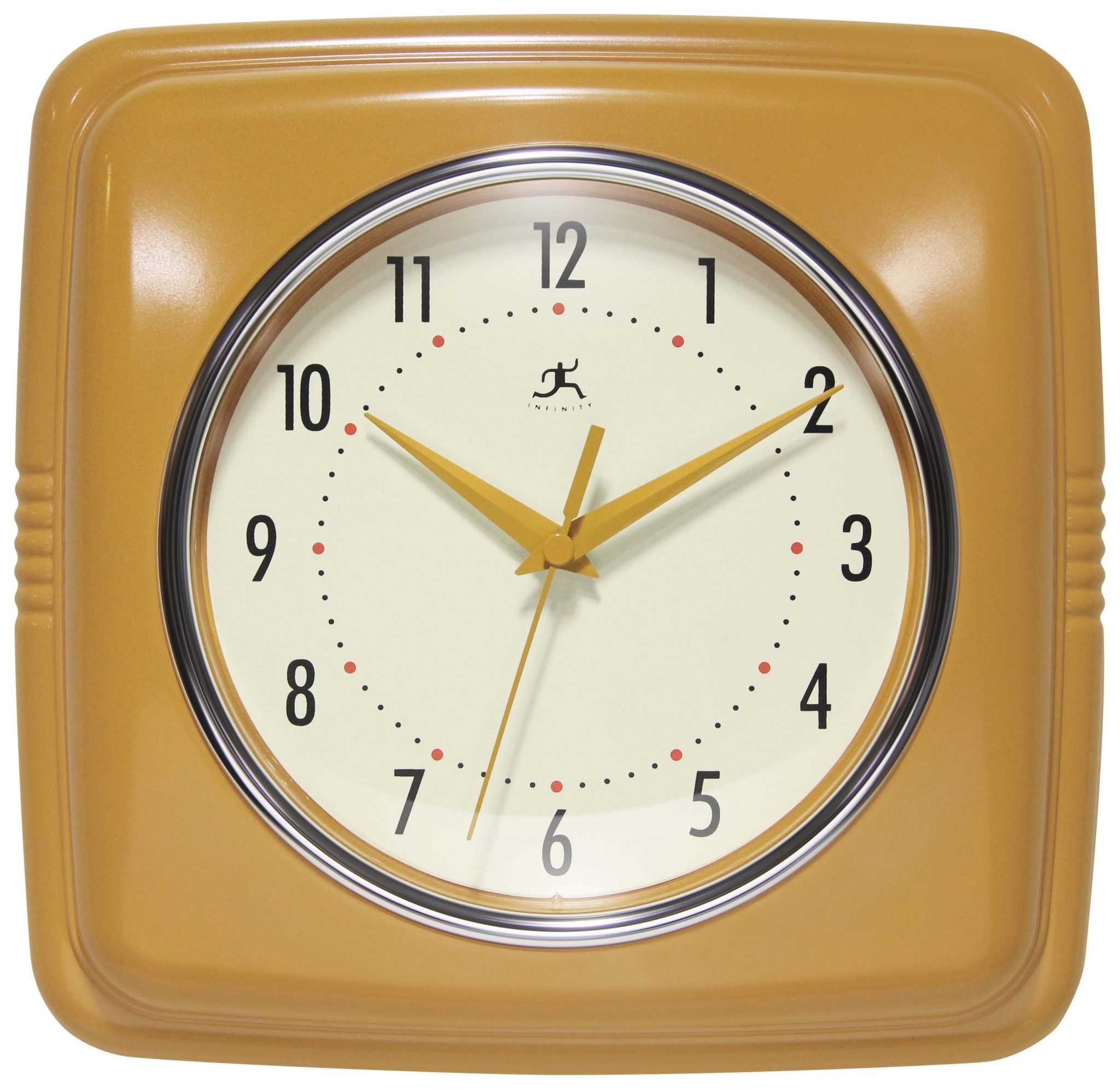 9.25 inch Square Retro Saffron; a Yellow Resin Wall Clock | Clock by Room