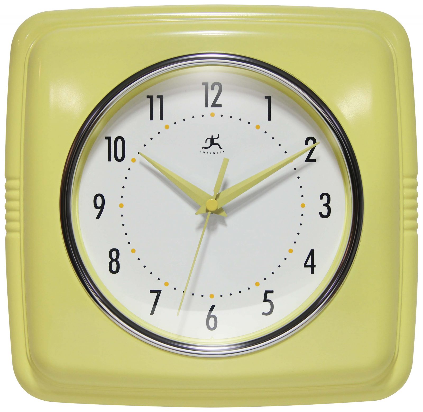 9.25 inch Square Retro Yellow ; a Yellow Resin Wall Clock | Clock by Room