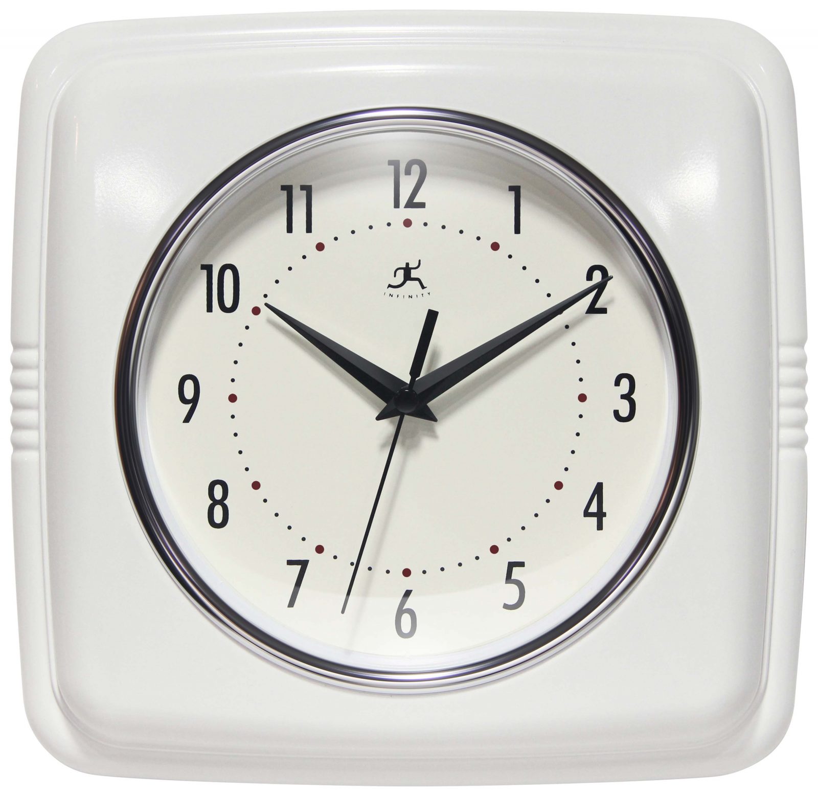 9.25 inch Square Retro White; a White Resin Wall Clock | Clock by Room